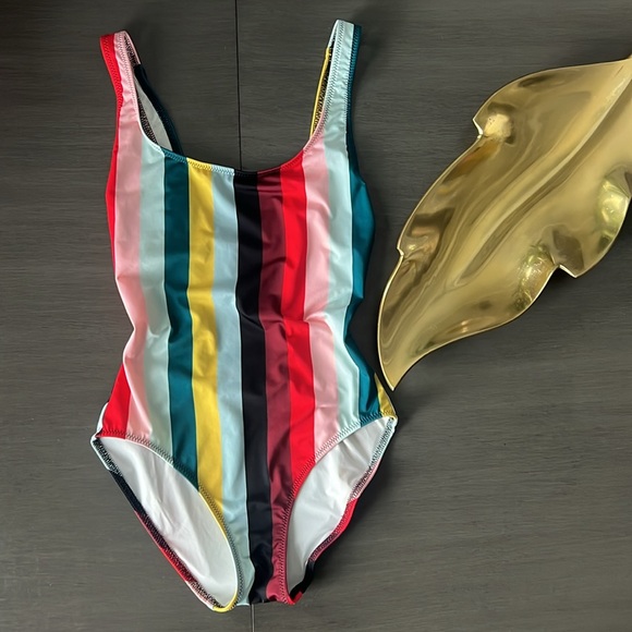 SOLID & STRIPED | Swim | Solid Striped Anne Marie Low Back Onepiece ...